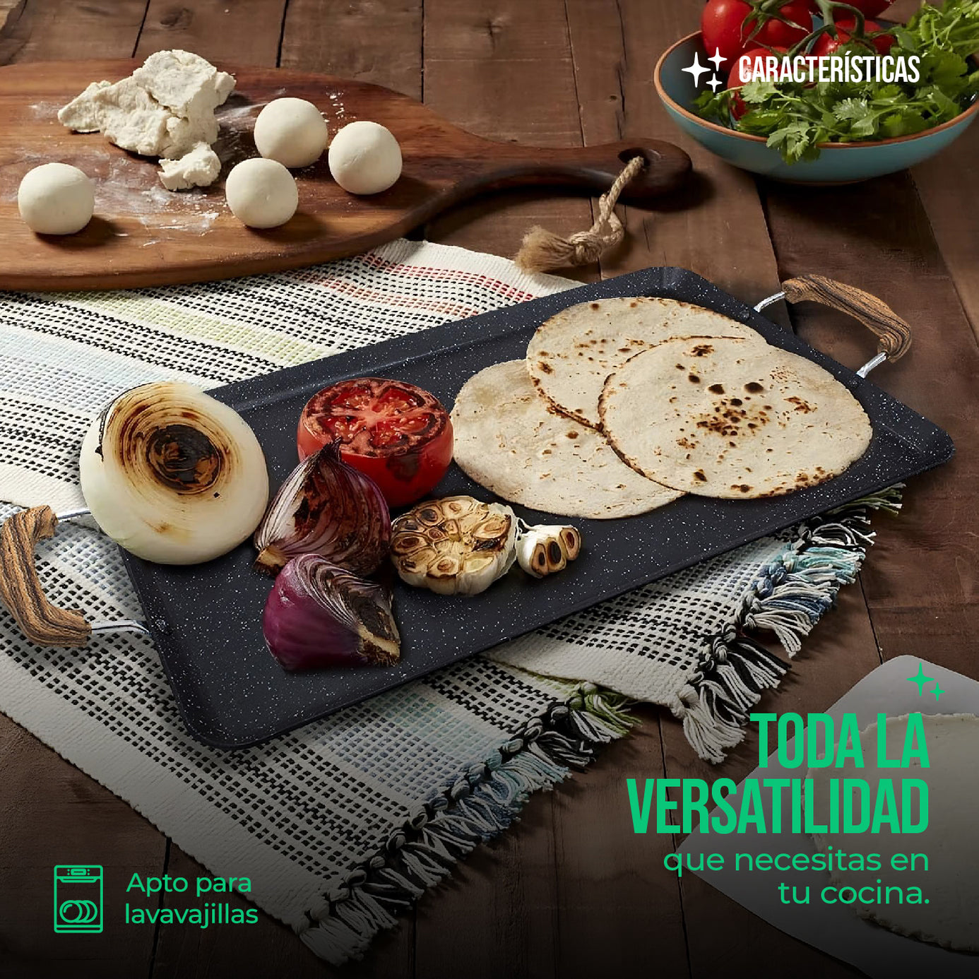 Comal Rectangular Love Cook Con Recubrimiento De Marmol — Queen Sense