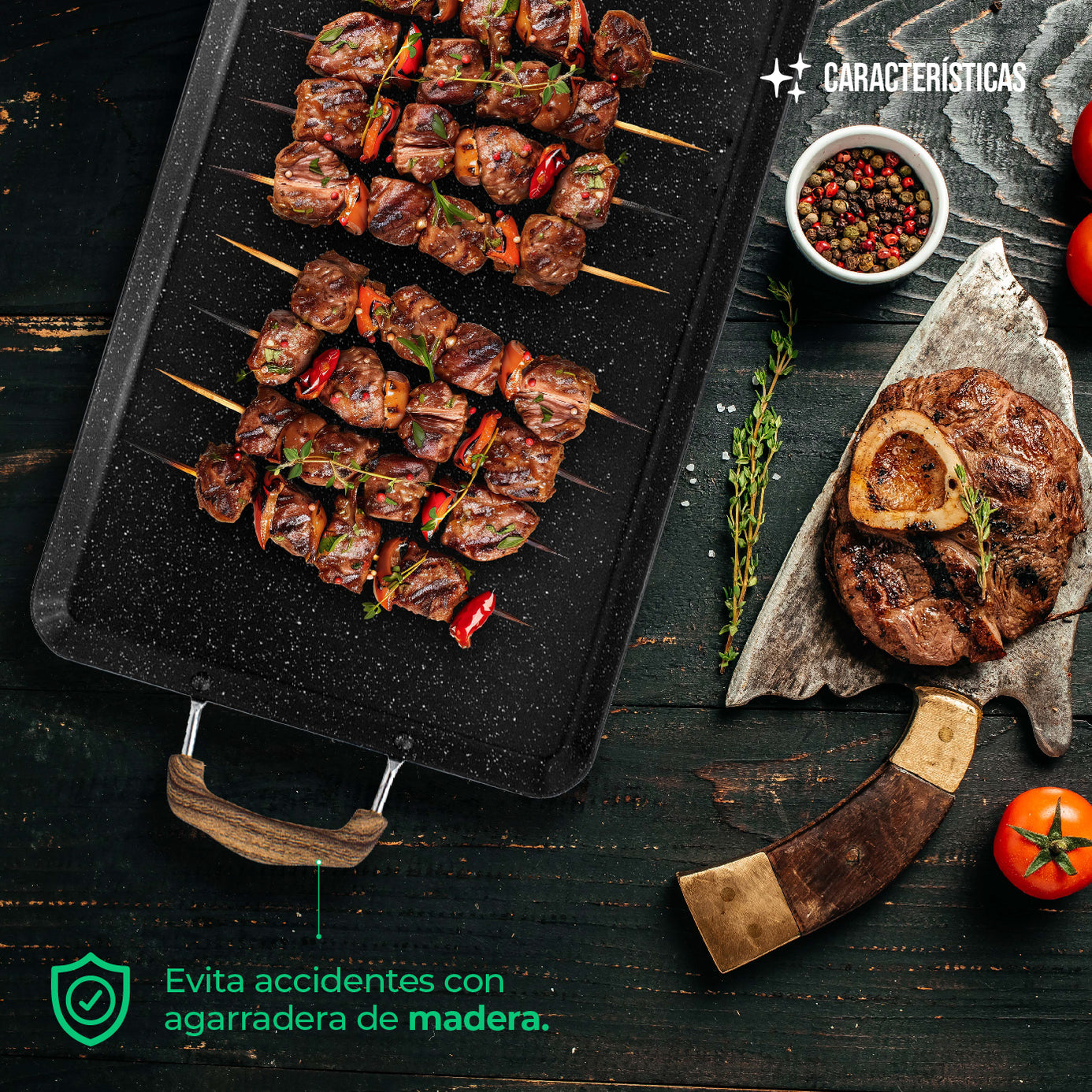 Comal Rectangular Love Cook Con Recubrimiento De Marmol — Queen Sense