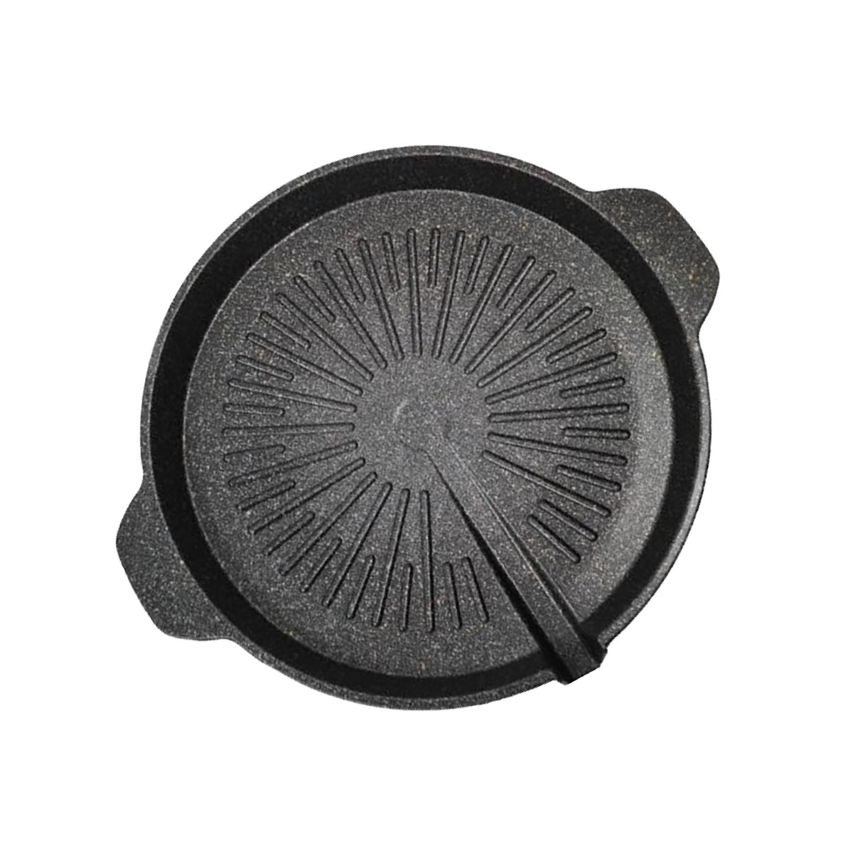 Comal Redondo Mármol C/Salida Negro 33 Cm — Queen Sense