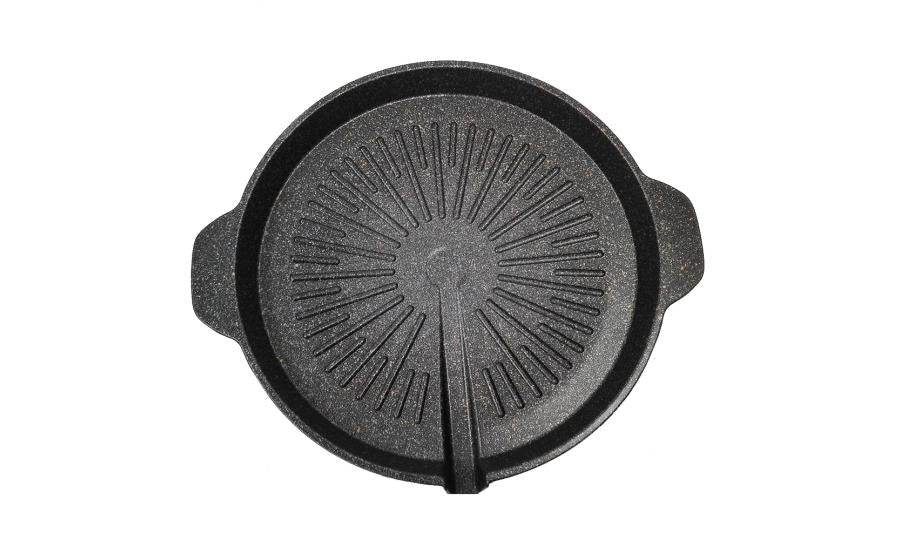 Comal Redondo Mármol C/Salida Negro 33 Cm — Queen Sense